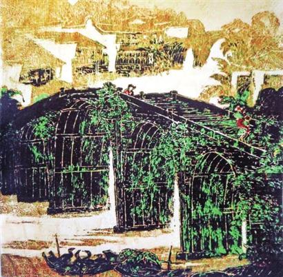 周洪生丝网版画 《云间桥》--松江报